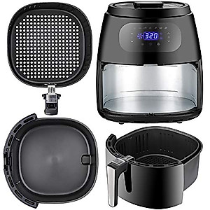 SUPER DEAL 7.6 QT Air Fryer Oven Cooker with 7 Cooking Presets Auto Shut off & Timer Dishwasher Safe Parts Recipes & CookBook, 1700W, Black