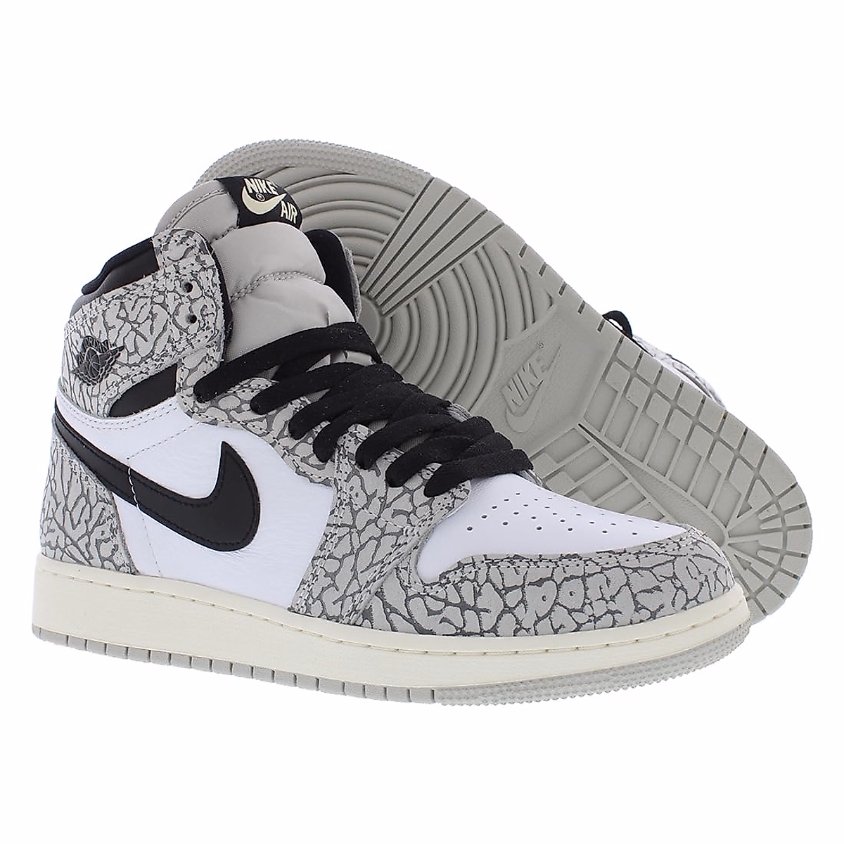 Nike Big Kid's Jordan 1 Retro High OG White Cement Grey/Blk/Wht (FD1437 052) - 4.5