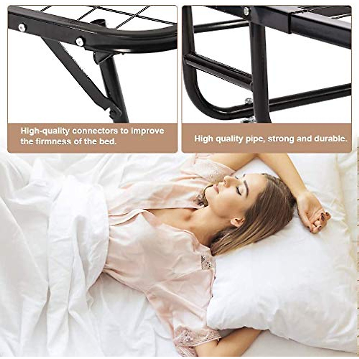 Folding Guest Bed Portable Camping Cot with Wheels,Portable Beds Frame Heavy Duty Extra Roll Away Foldaway 3.9 Inch Thick Memory Foam Mattress for Spare Bedroom & Office,L75 x W30 x H12 IN，White