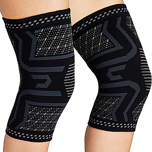 COOLOMG Knee Brace for Knee Pain Knee Compression Sleeves Arthritis Pain Knee Support Running Cycling Weightlifting Gym Workout Sports 1 Pair for Men Women Youth M