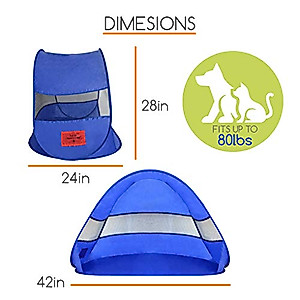 MYDEAL PRODUCTS Pop Up Dog Shelter Weather Resistant Doggy Tent for Shade and UV Sun Protection - Perfect for Yard, Camping, Beach and Outdoors!