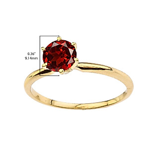 Enchanting Genuine Garnet Solitaire Engagement/Proposal Ring in 10k Yellow Gold (Size 4.75)