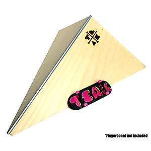XL Polebank Fingerboard Obstacle - Handmade Ramp in USA - Large Park Sized with Steel Rail - 12" Long, 4.5" Tall - Teak Tuning