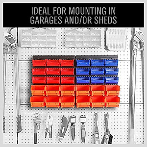 HORUSDY Wall Mounted Storage Bins Parts Rack 30PC Organizer Garage Plastic Shop Tool for Men's Gift