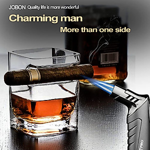 JETPRO Butane Torch with Fuel Gauge Refillable Kitchen Torch Lighter with Fire Locking Device and Adjustable Flame One-Handed Operation Blow Torch for Grill, BBQ(Butane Gas is Not Included) (Gray)