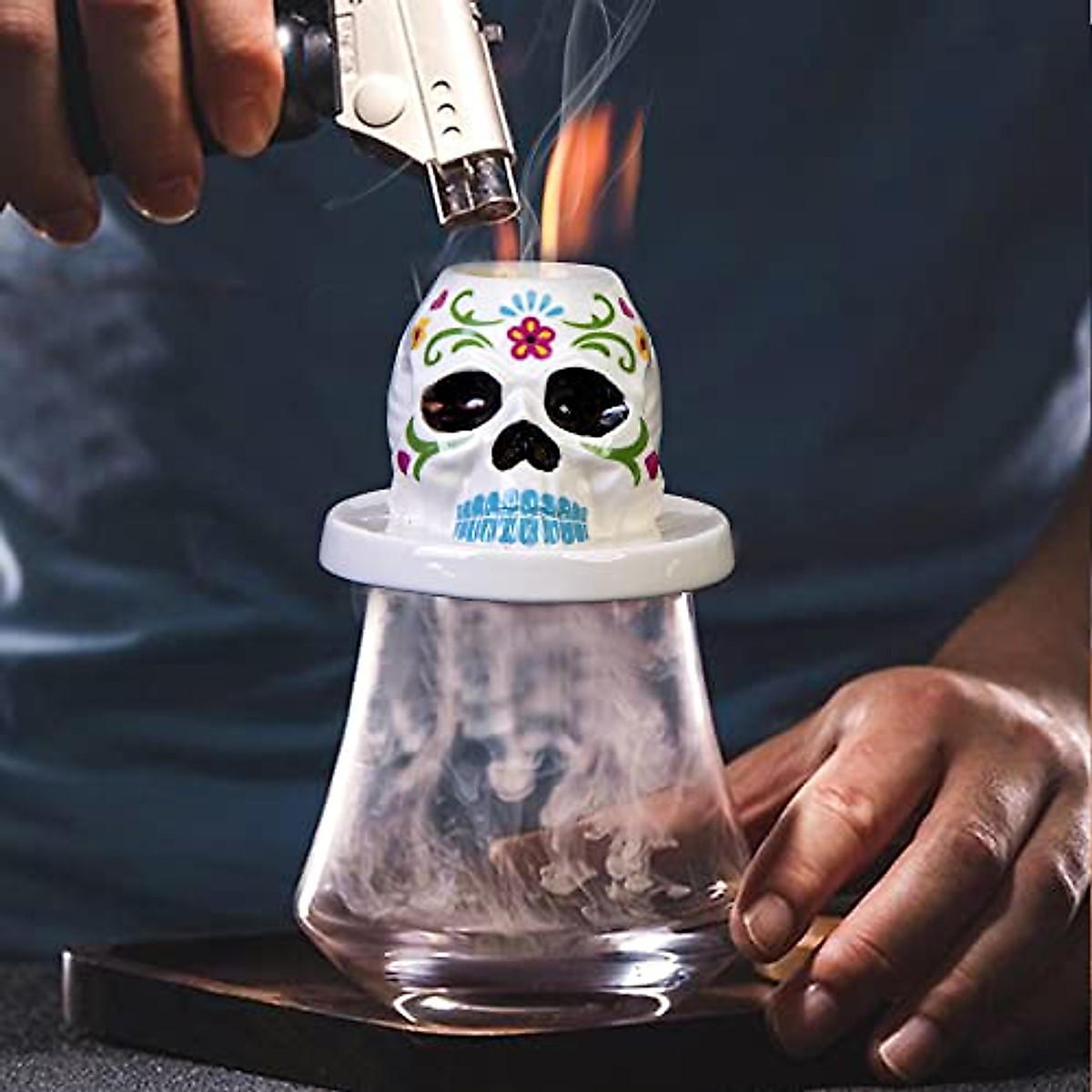 HGB Cocktail Smoker, Old Fashioned Chimney Drink Smoker Kit with Ceramic Cocktail Smoker & Wood Chips, Infuse Cocktails,Wine, Whiskey, & Bourbon - Smoking Glass Cloche Accessories