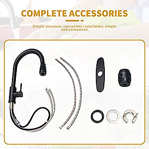 BESy Brass Single Handle Kitchen Faucet with Pull Down Sprayer,Rv High-Arc Kitchen Sink Faucet with Pull Out Sprayer,Single Lever 3 Function Laundry Room Faucet,Matte Black (1 or 3 Hole)