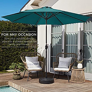 Best Choice Products 10ft Outdoor Steel Polyester Market Patio Umbrella w/Crank, Easy Push Button, Tilt, Table Compatible - Cerulean