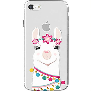 Toik Slim TPU Case for Apple iPhone 11 Pro Xs Max Xr 10 X 8 Plus 7 6s 5s SE Cover Design Silicone Cute Women Protective Girls Cartoon Lightweight Flexible Gift Print Alpaca Clear Llama Kawaii