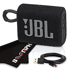 Boomph On-The-Go Kit: JBL Go 3 Portable Bluetooth Wireless Speaker, IP67 Waterproof and Dustproof Built-in Battery - Black