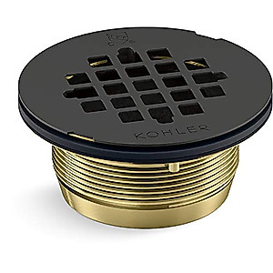 KOHLER K-22675-BL Round Brass Shower Receptor Drain, Black Finish