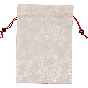 Eyashi Craft Made in Japan Goshi Stamp Book Holder Drawstring Bag 7.5 x 10.6 inches (19 x 27 cm), Cherry Blossom White