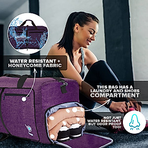 Bago Travel Duffel Bags for Traveling Women & Men- Foldable Weekender Bag - 80L 27" Large Duffle Bag For Travel & Camping Bag - Packable Lightweight Overnight Luggage bag (SnowDepPurple)