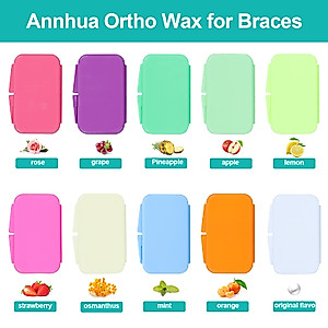 Annhua Orthodontist Braces Wax Ortho Dots 10 Pack for Aligners, Braces Wearer, Brackets, Invisible-lingers, Dental Orthodontic Wax Strips White - Unscented & Flavorless