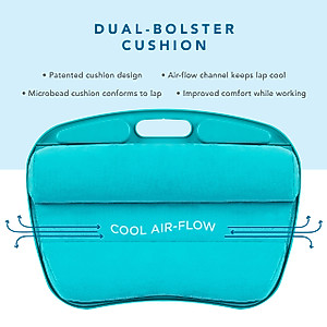 LAPGEAR MyDesk Lap Desk with Device Ledge and Phone Holder - Turquoise - Fits up to 15.6 Inch Laptops - Style No. 44449