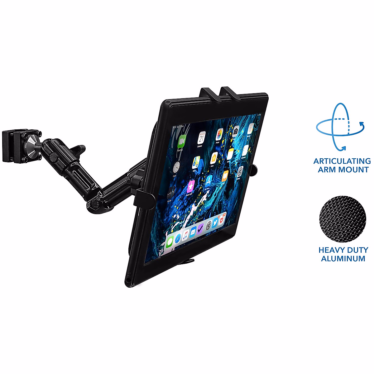 Mount-It! Premium Car Headrest Tablet Holder with Adjustable Arm | Heavy Duty Aluminum Car Tablet Mount for iPad 7, Galaxy Tab, Fire Tablets (MI-7310)