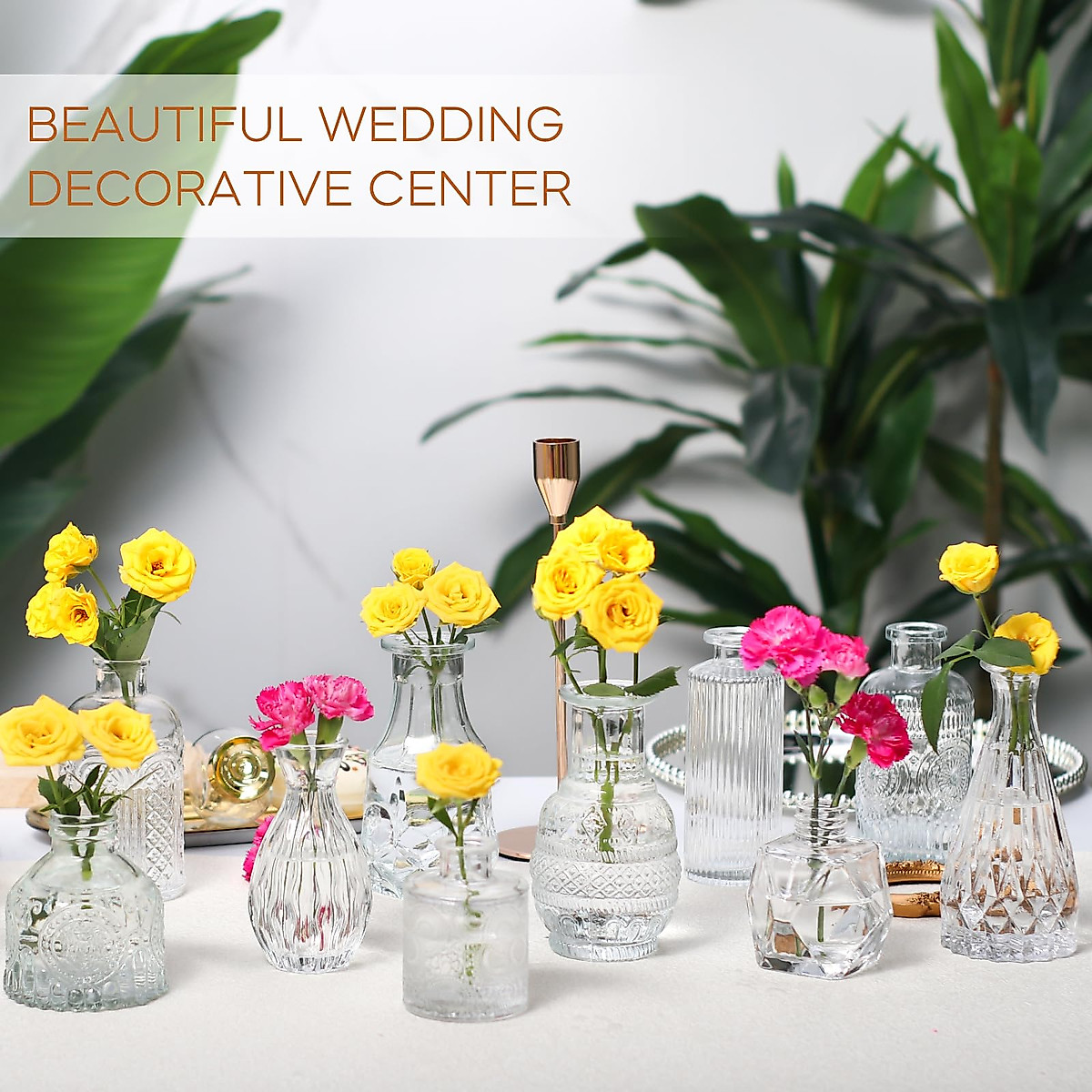 BIGIVACA Set of 30 Clear Bud Vases for Wedding Centerpieces and Table Decor