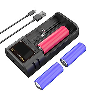 18650 Battery Charger,2 Bay Smart LCD Display Intelligent Battery Charger for 3.7V Rechargeable Battery 18650,26650,21700,18500,18350,16650,1.2V Ni-MH Ni-Cd A AA AAA IMR Batteries