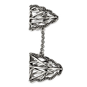 925 Sterling Silver Solid Oxidized Polished Textured Full Finger Adjustable Ring Jewelry Gifts for Women