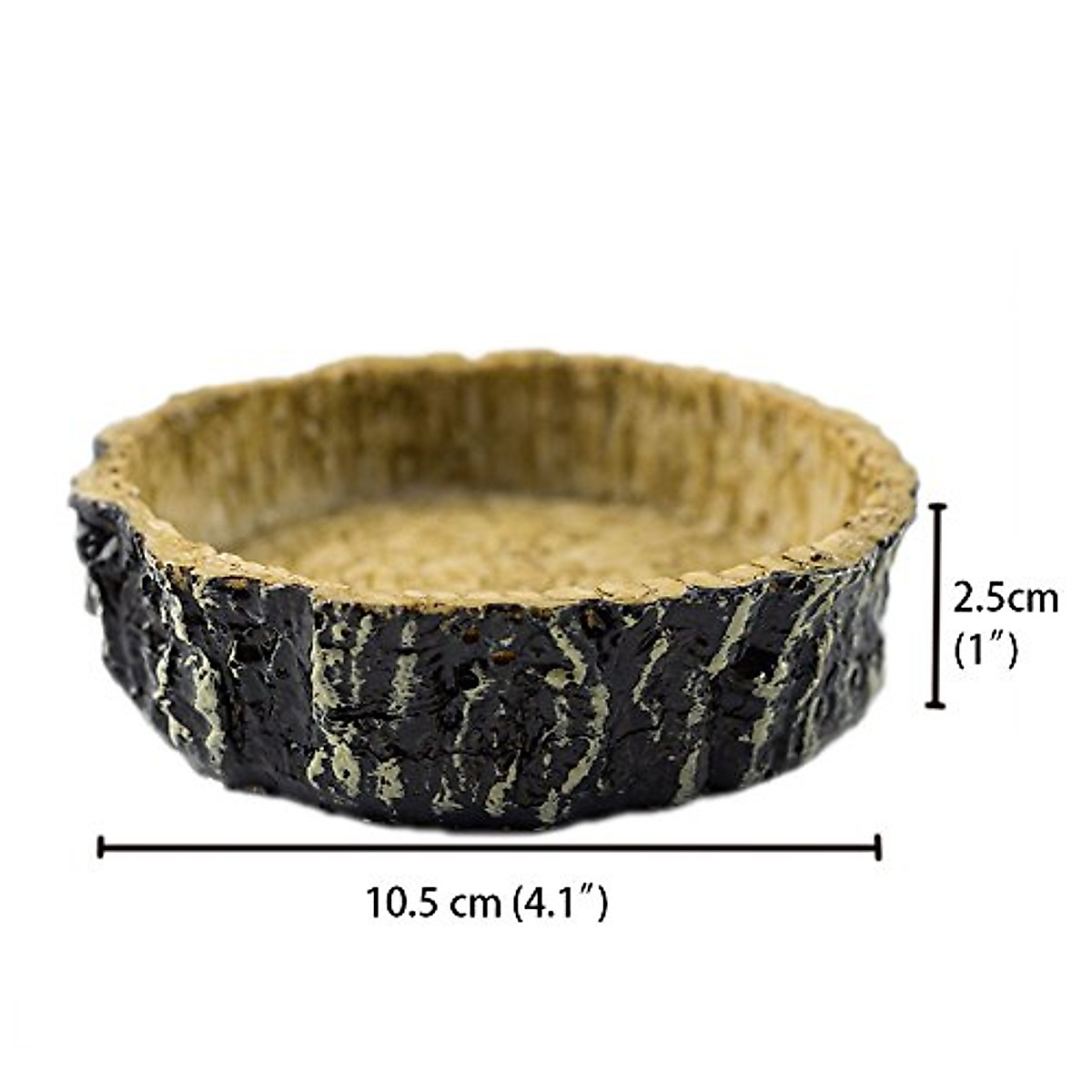 OMEM Reptile Natural Bowl Food and Water Dish Resin Made (Tree bark)