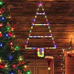 LYHOPE Christmas Decorations Lights, LED Christmas Ladder Light 2ft, 8 Modes & Timer Battery Christmas Lights, Xmas LED Ladder Tree Light for Window Wall Home Garden Outdoor Indoor Decor (Multicolor)