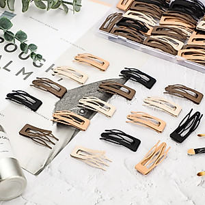 60 Pieces Double Grip Hair Clips Metal Snap Hair Clips Grip Hair Clips Women Hair Barrettes Accessories with Plastic Box for Women Girls Hair Making Salon (black, Dark Brown, Beige, Cream)