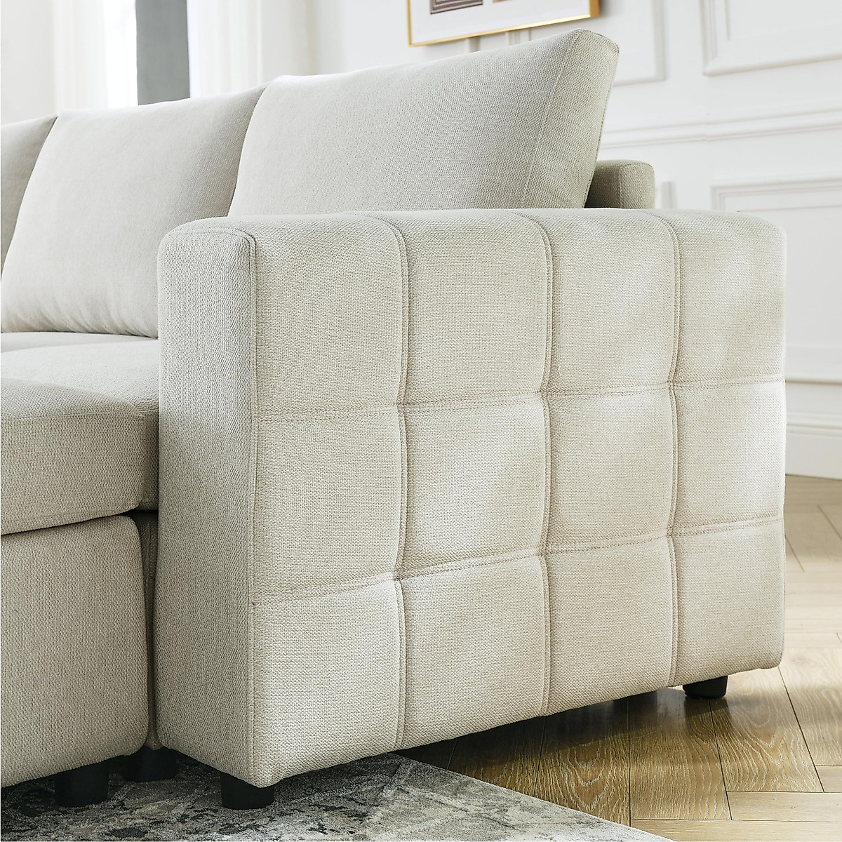 Verfur Convertible Modular Sectional Sofa, 132.25" Free Combination Oversized Couch with Removable Backrest, 4 Seater Upholstered Comfy Corner Sofa&Couches for Living Room Furniture Sets