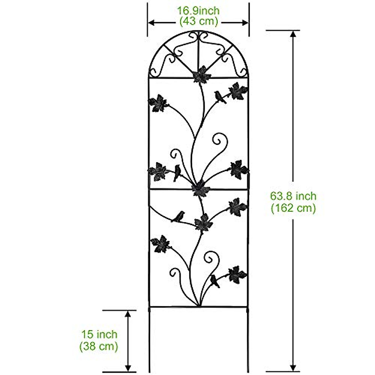 2 Packs 64"x17" Metal Garden Trellis for Climbing Plants Rustproof Sturdy Black Iron Trellis Plants Support Outdoor for Climbing Vegetable Rose Potted Plants Flower Cucumber Clematis