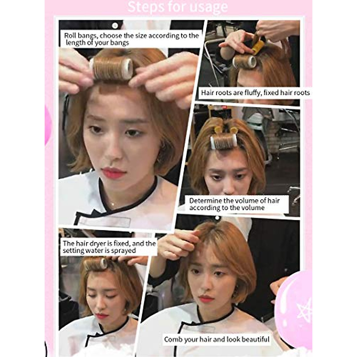 Bangs Roll,DIY Air Bang Hair Curlers Self-Adhesive Spiral Hair Rollers 2 Packs