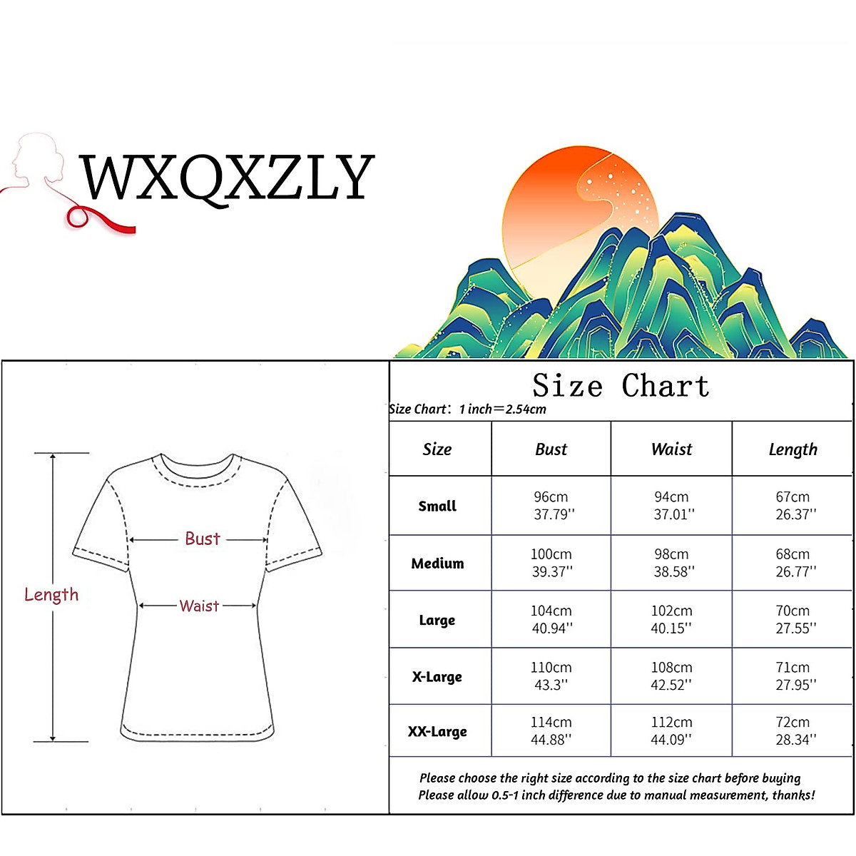 Sunrise Pine Tree Shirt for Women Retro Sun and Pine Tree Graphic Printed Summer Casual Hiking Travel Adventure Camping Short Sleeve Roundneck Regular Fit Workout Casual Tee Tops(Blue S)