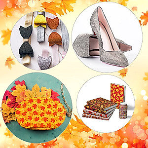 15 Pieces Thanksgiving Fall Faux Leather Sheets Glitter Autumn Leather Sheets Plant Leather Fabric Sheets Fall Leaves Faux Leather Fabrics for DIY Crafts Earrings Bag Decors(Classic Style)