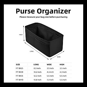 DGAZ Purse Organizer Silky Smooth,Silk,Luxury Handbag Tote in Bag Shapers, Women- Fits Birkin25/30/35/40 Bags (Black, BK35)