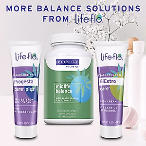 Emerita by Life-flo Phytoestrogen Body Cream, Balancing Cream for Women with Black Cohosh, Red Clover and Ginseng, Made Without Parabens, Fragrance Free, 60-Day Guarantee, Not Tested on Animals, 2oz