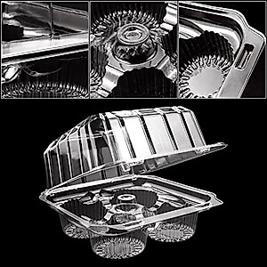 GothaBach 20 Pack 4-Compartment Clear Plastic Cupcake Boxes, 4-Cavity Cupcake Holders, Clear Cupcake Containers