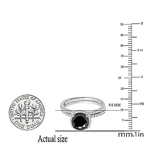 Dazzlingrock Collection 2.00 Cttw Round Black & White Diamond Cushion Shape Head Halo Engagement Ring Set for Her in 14K Solid White Gold Size 8