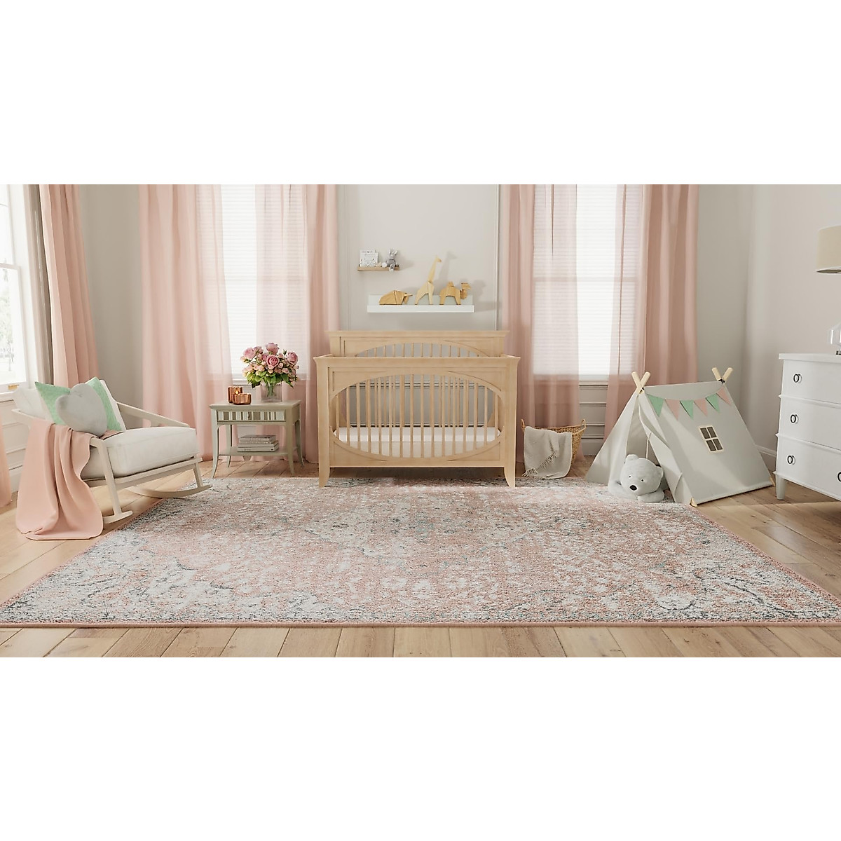 Rugs America Harper HY50B Pink Amaranth Transitional Vintage Non-Shedding Living Room Bedroom Nursery Dining Home Office Area Rug, 4'0"x6'0" Oval