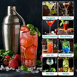 Bartender Kit,Cocktail Shaker Set,Bar Mixing Set with 24oz Stainless Steel and Bamboo Stand, Bar Set with Recipe by Bournis