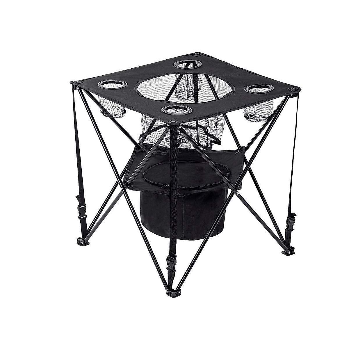 Monoprice Tailgating Table with Insulated Cooler, Portable, Compact and Collapsable, for BBQ, Picnic and Tailgate - Pure Outdoor Collection, Black, Large