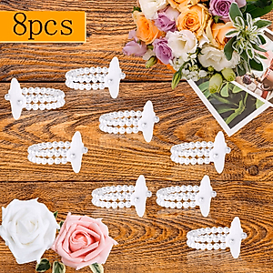 BLMHTWO 8PCS Elastic Pearl Corsage Bracelet, Stretch Wrist Corsage Band Pearl Wedding Wristlet Band DIY Wrist Corsage Bracelet Decor for Wedding Party Bride Bridesmaid Prom Flower