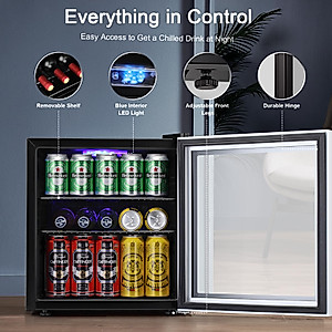 Antarctic Star Mini Fridge Cooler - 60 Can Beverage Refrigerator Glass Door for Beer Soda or Wine –Small Drink Dispenser Machine Removable for Home, Office or Bar, 1.6cu.ft.…