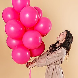 RUBFAC 116pcs Hot Pink Balloons Different Sizes Pack of 36 18 12 10 5 Inch for Garland Arch Extra Large Balloons for Birthday Wedding Party Decoration
