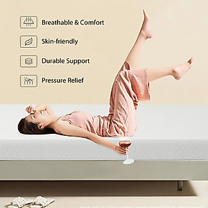PIKAQTOP 5 Inch Gel Memory Foam Mattress - Gel Infusion, CertiPUR-US Certified, Comfy Support - Twin Size in a Box