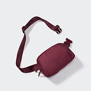 Pander Two Way Zipper Fanny Pack Nylon Everywhere Belt Bag for Women, Water Repellent Waist Packs, Crossbody Bags with Adjustable Strap (Red Merlot).