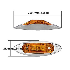 NBWDY 8Pcs Universal Waterproof Amber LED Side Marker Light Clearence Lights Led Trailer Light Truck Light Amber Lens w/Chrome Housing for Truck Trailer RV Camper Boat ATV Pickup Camper