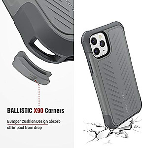 BALLISTIC Tough Jacket Series Case for iPhone 11 Pro Max 6.5‘’ with 2 Sets B-Labs Corners, Heavy Duty Military Grade Rugged Shockproof Case-Gray