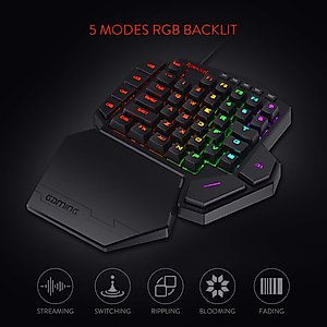 Redragon K585 DITI Wired One-Handed RGB Mechanical Gaming Keyboard, 42 Keys Type-C Professional Gaming Keypad w/Upgraded Hot-Swappable Socket, 7 Onboard Macro Keys & Detachable Wrist Rest