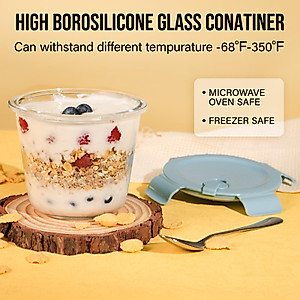 BEWAVE 24 Oz Overnight Oats Containers with Lids, Glass Oatmeal Mason Jars Large Capacity Cups for Pudding Salad Cereal Yogurt Milk Fruit Storage