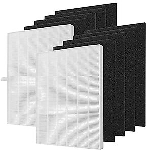 Lhari 2-Pack115115 HEPA Filter Size 21 with 8 x Activated Carbon Pre-Filters Compatible with Winix Air Purifier P300, 5300, 5500, 6300, C535 & 290, 300, DX95, AP-300PH