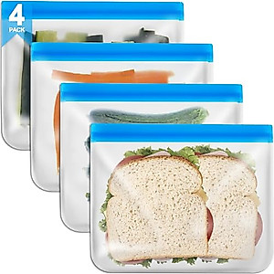 AURUZA Reusable Sandwich Bags Ziplock, Reusable Ziplock Silicone Bags Reusable Food Storage Bags, Zip Lock Freezer Bag Home Fridge Kitchen Organization Storage Lunch Meal Prep Sandwich Containers Set