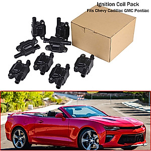 12611424 Ignition Coil Pack Compatible with Chevy Cadillac GMC Pontiac 5.3L 6.0L V8 Engine G8 Grand Prix H3 Silverado Tahoe Yukon Impala - Replace # 12570616 D510C UF413, set of 8 Ignition Coil